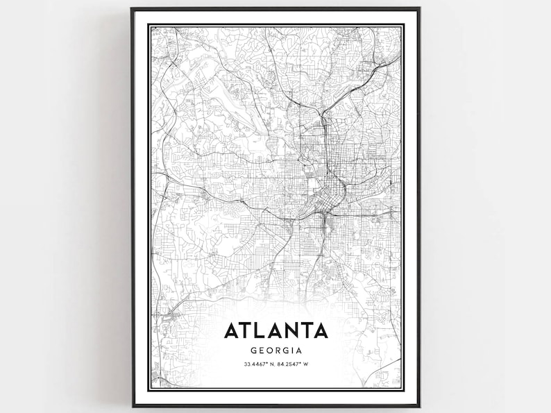 Atlanta Map Print Atlanta Map Poster Wall Art Ga City Map - Etsy