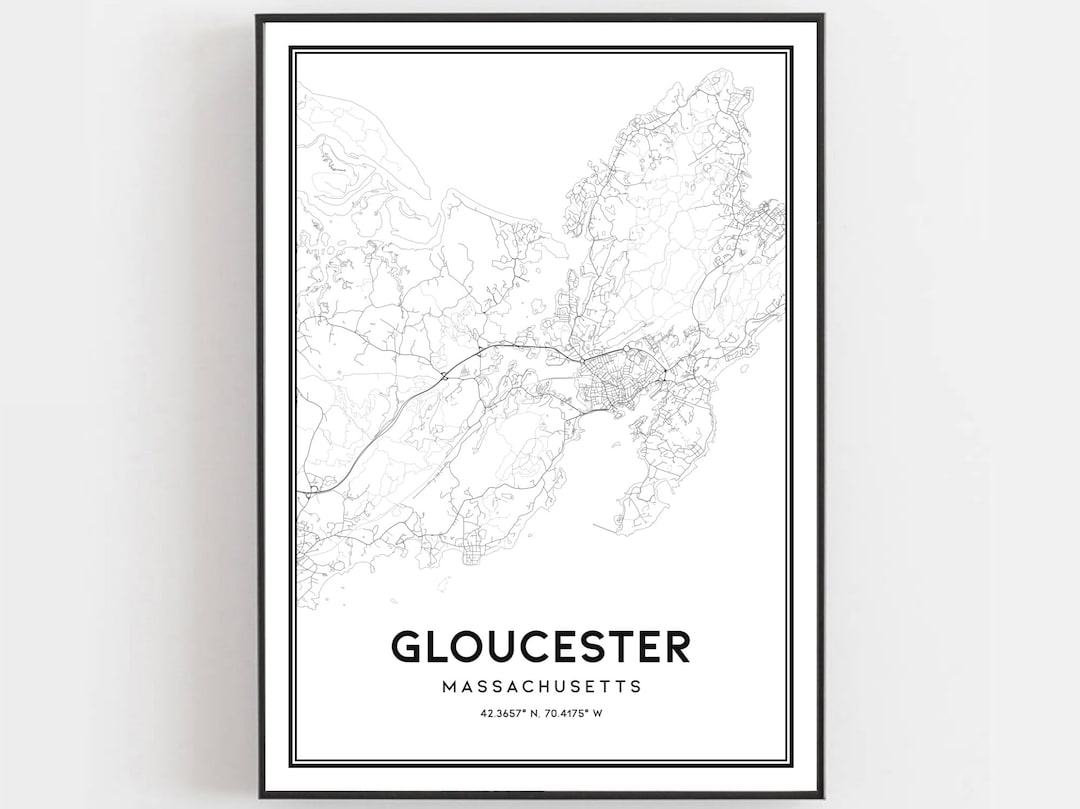 Gloucester Map Print, Gloucester Map Poster Wall Art, Ma City Map ...