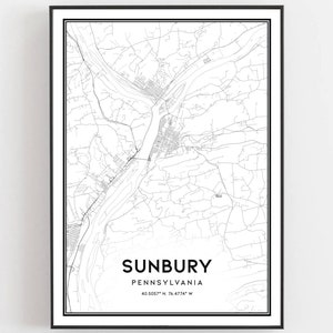 Sunbury Map Print, Sunbury Map Poster Wall Art, Pa City Map ...
