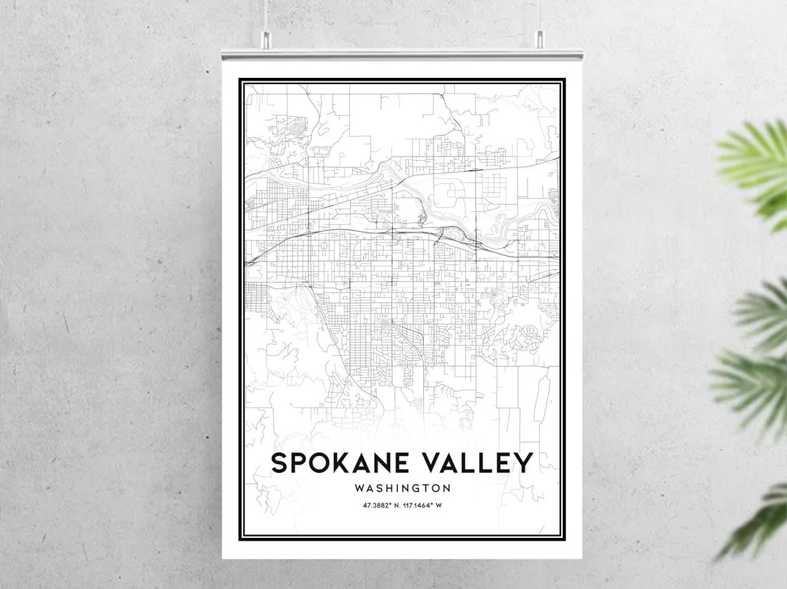 Spokane Valley Map Print, Spokane Valley Map Poster Wall Art, Wa City ...