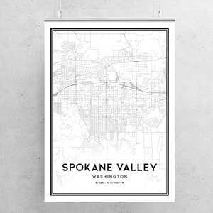 Spokane Valley Map Print, Spokane Valley Map Poster Wall Art, Wa City ...