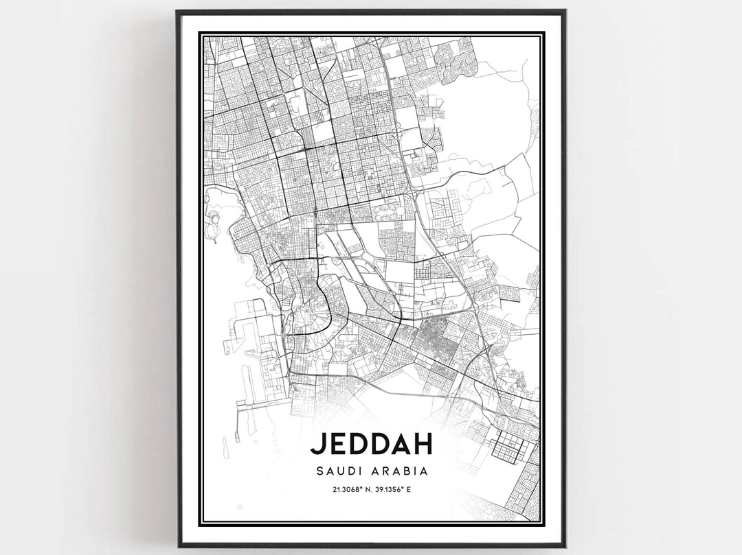 Jeddah Map Print, Jeddah Map Poster Wall Art, Jeddah City Map, Jeddah ...