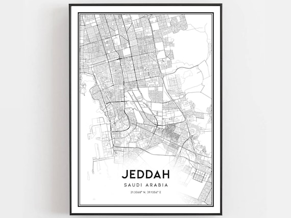 Jeddah Map Print Jeddah Map Poster Wall Art Jeddah City | Etsy