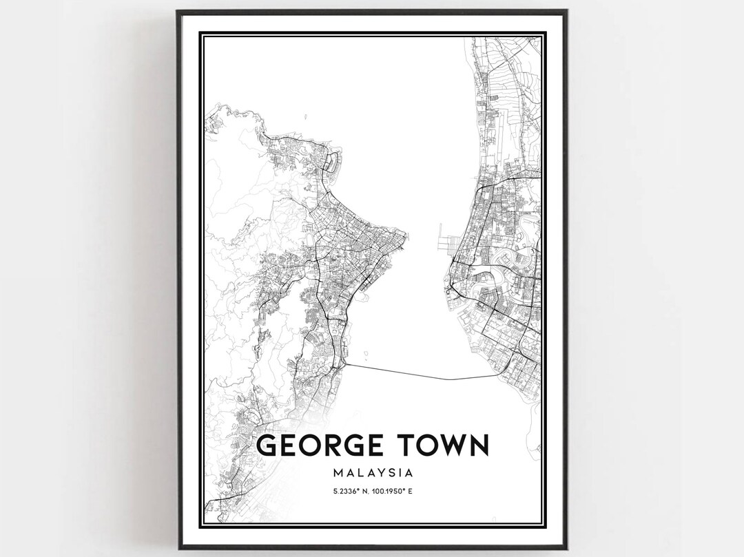 George Town Map Print, George Town Map Poster Wall Art, George Town ...