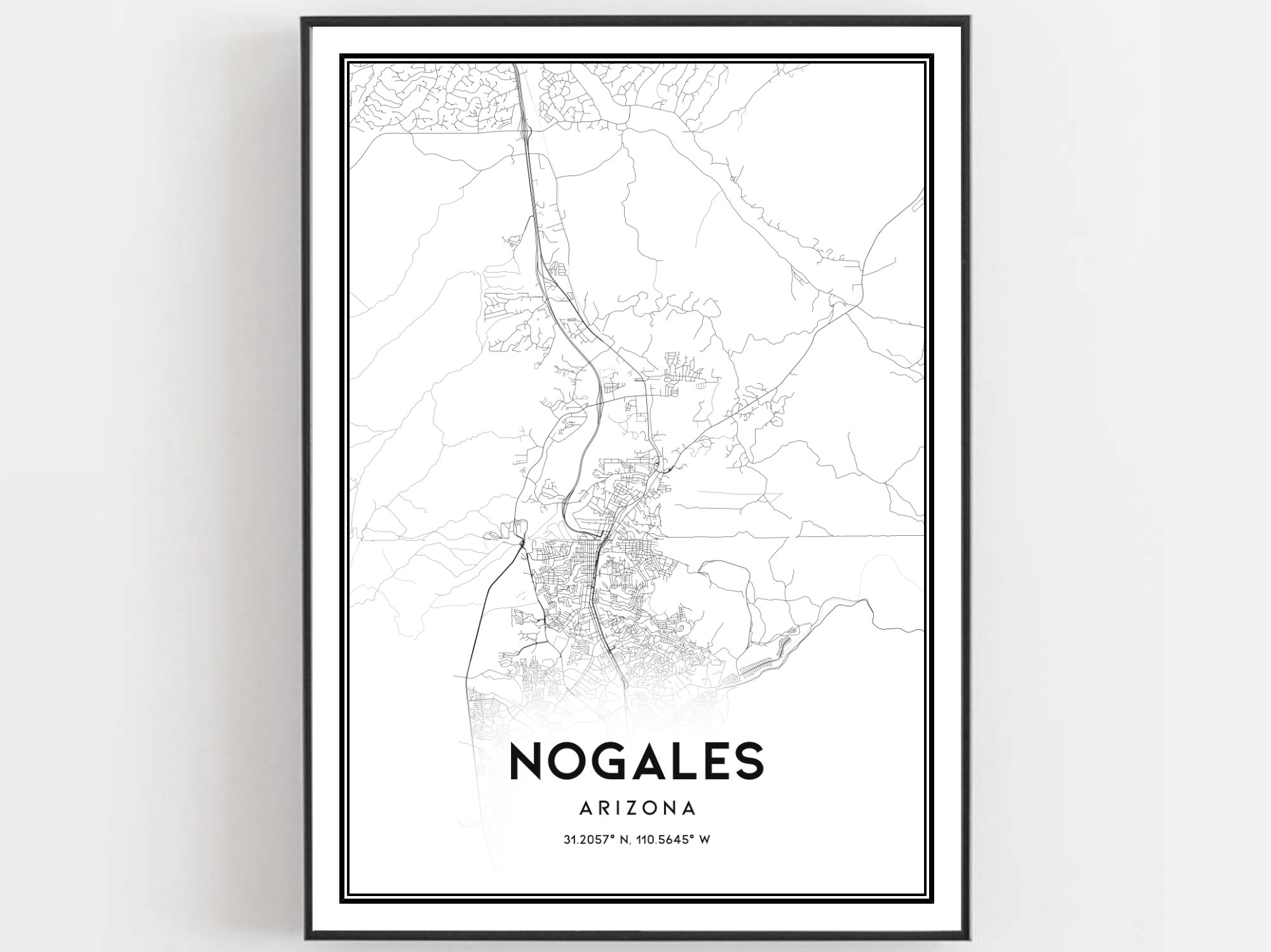 Nogales Map Print, Nogales Map Poster Wall Art, Az City Map, Arizona ...