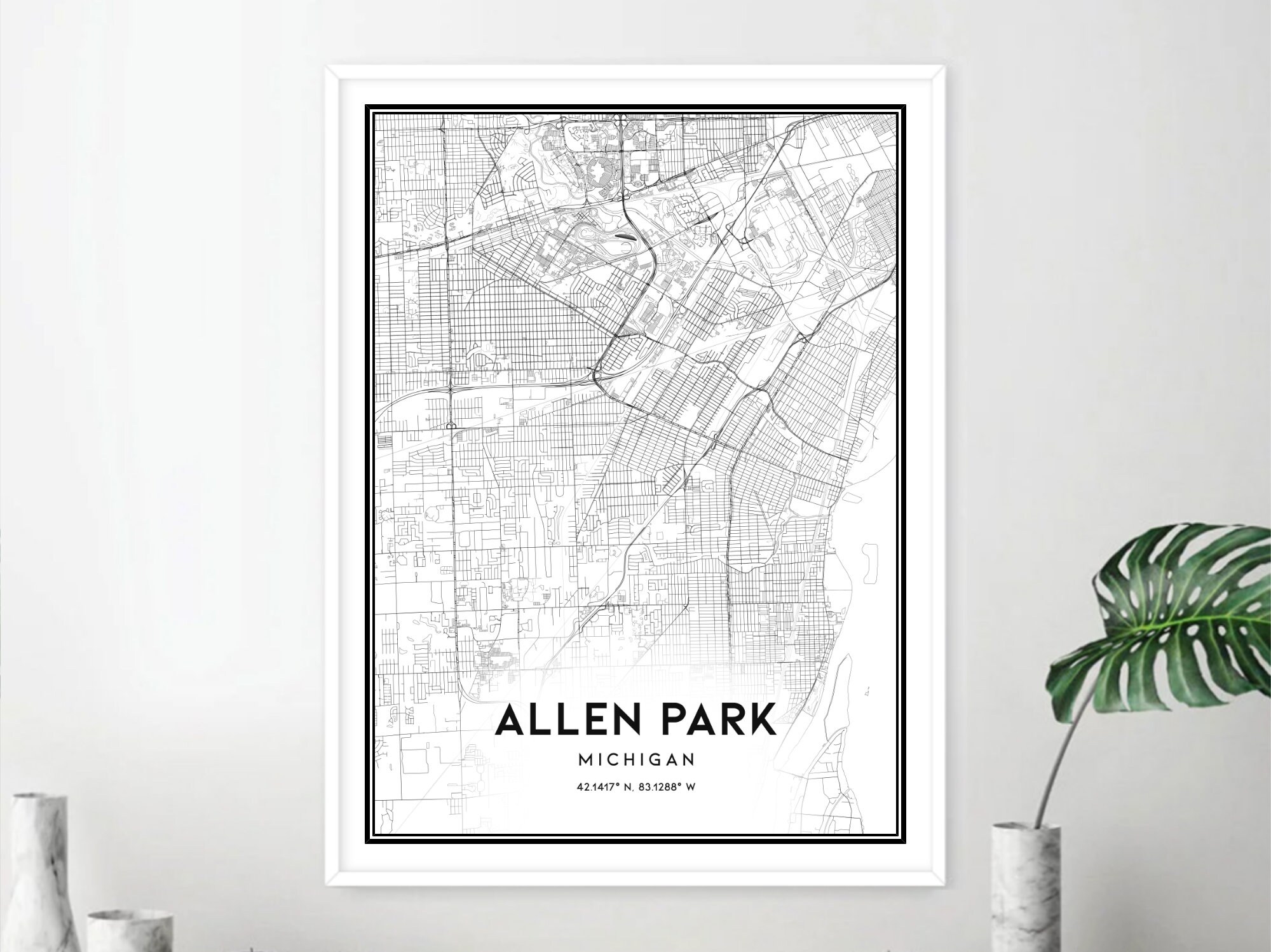 Allen Park Map Print Allen Park Map Poster Wall Art Mi City | Etsy