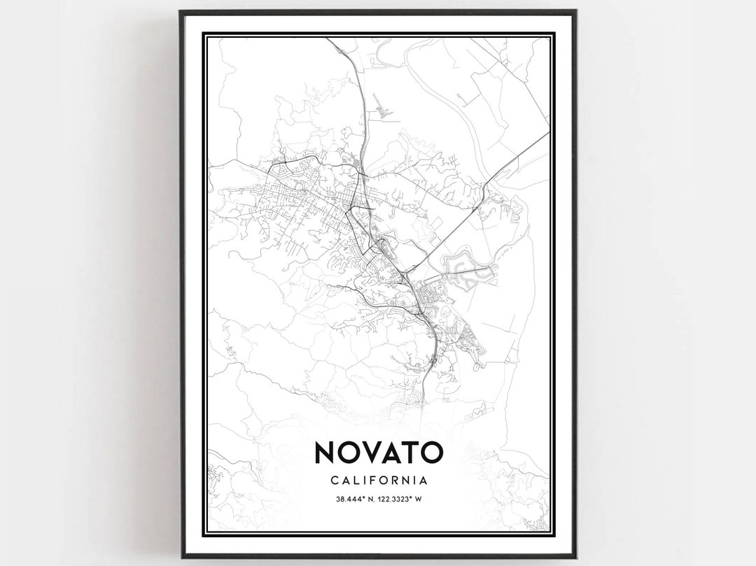 Novato Map Print, Novato Map Poster Wall Art, Ca City Map, California ...