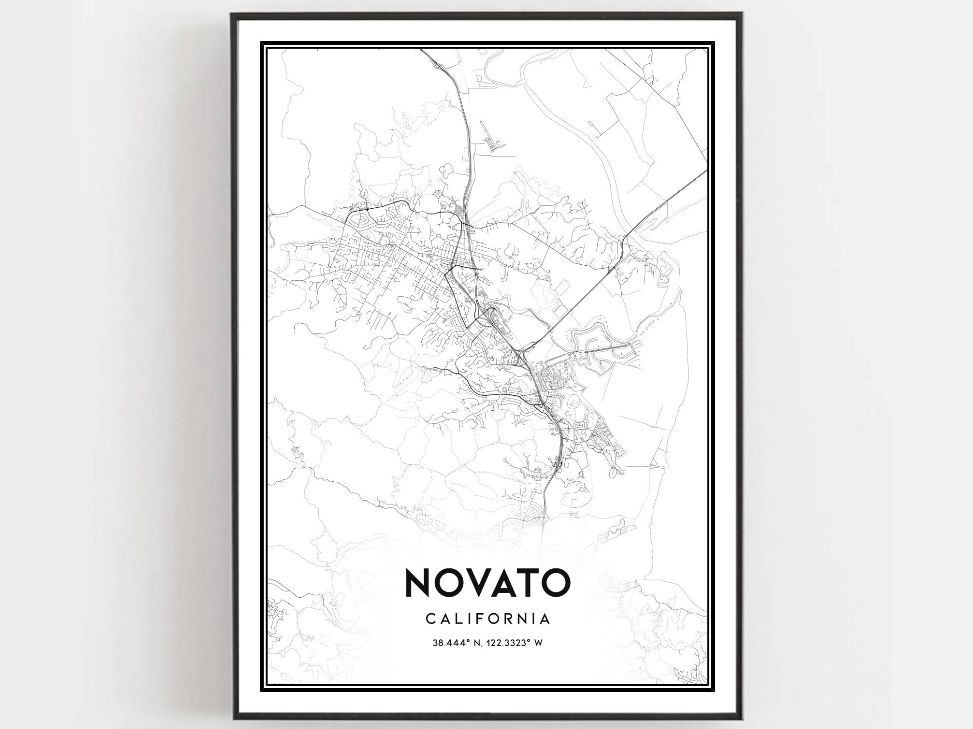 Novato Map Print Novato Map Poster Wall Art Ca City Map | Etsy
