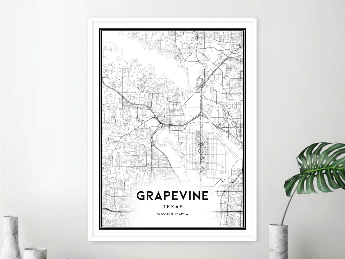 Grapevine Map Print Grapevine Map Poster Wall Art Tx City - Etsy Australia