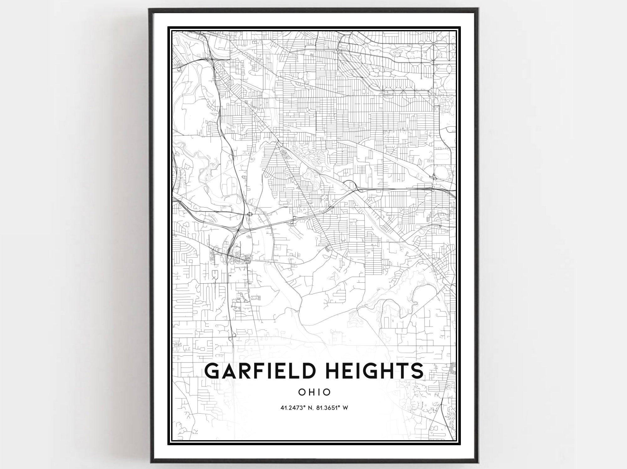 Garfield Heights Map Print Garfield Heights Map Poster Wall | Etsy