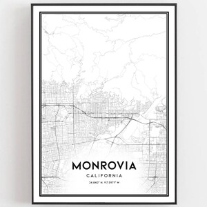 Monrovia Map Print, Monrovia Map Poster Wall Art, Ca City Map ...
