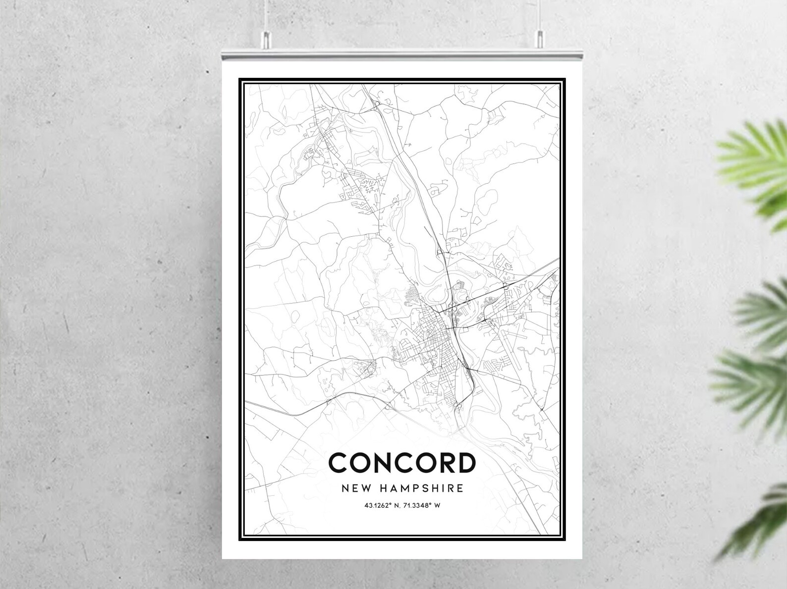 Concord Map Print Concord Map Poster Wall Art Nh City Map | Etsy