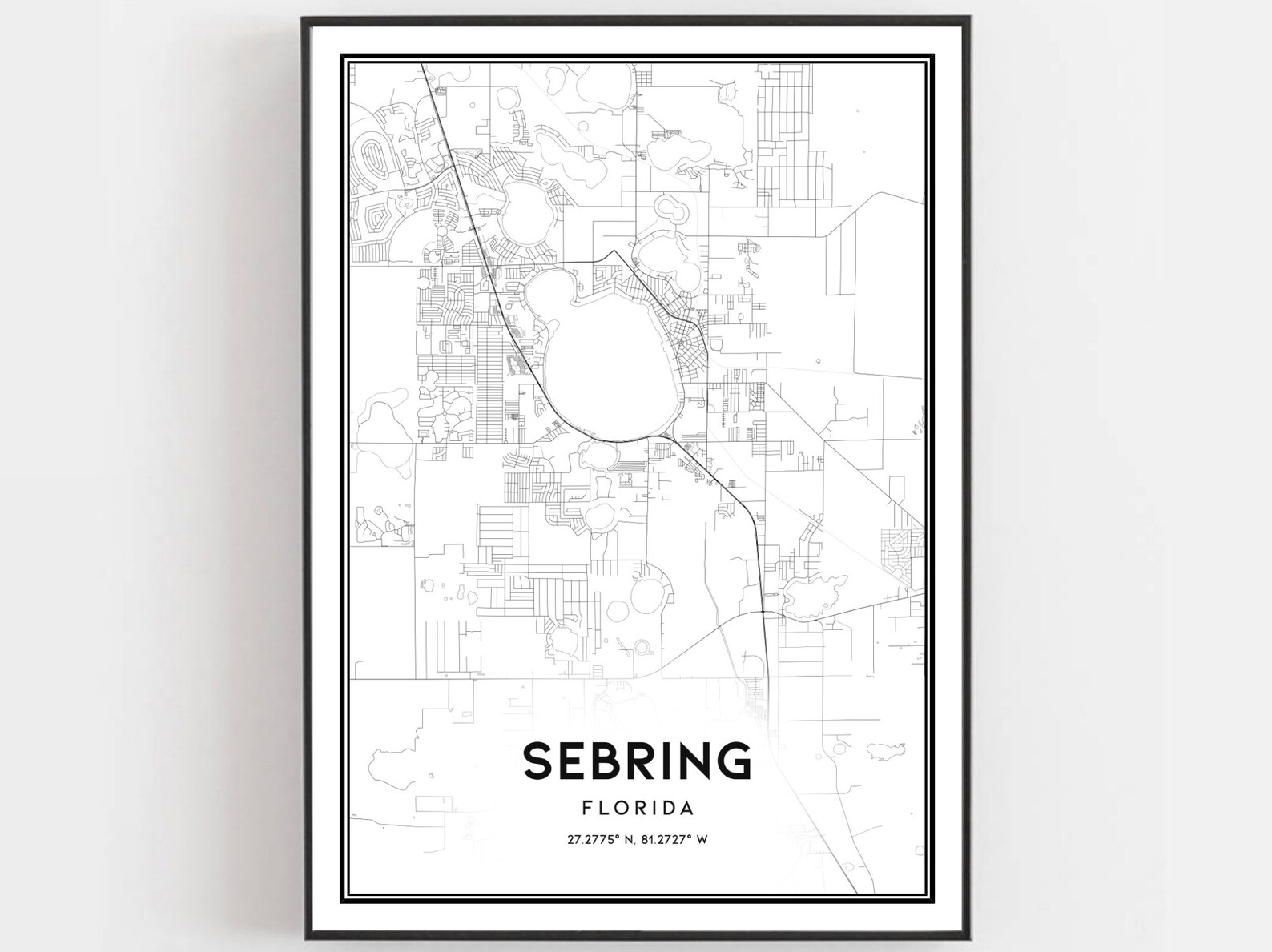 Sebring Map Print Sebring Map Poster Wall Art Fl City Map - Etsy
