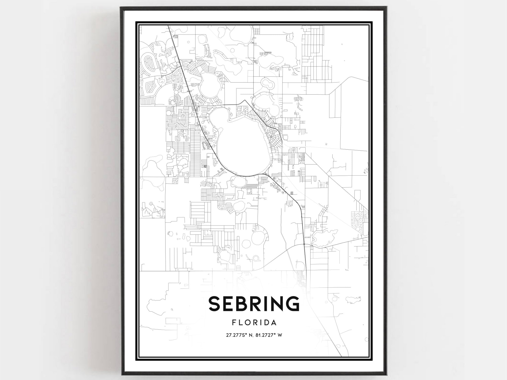 Sebring Map Print Sebring Map Poster Wall Art Fl City Map - Etsy