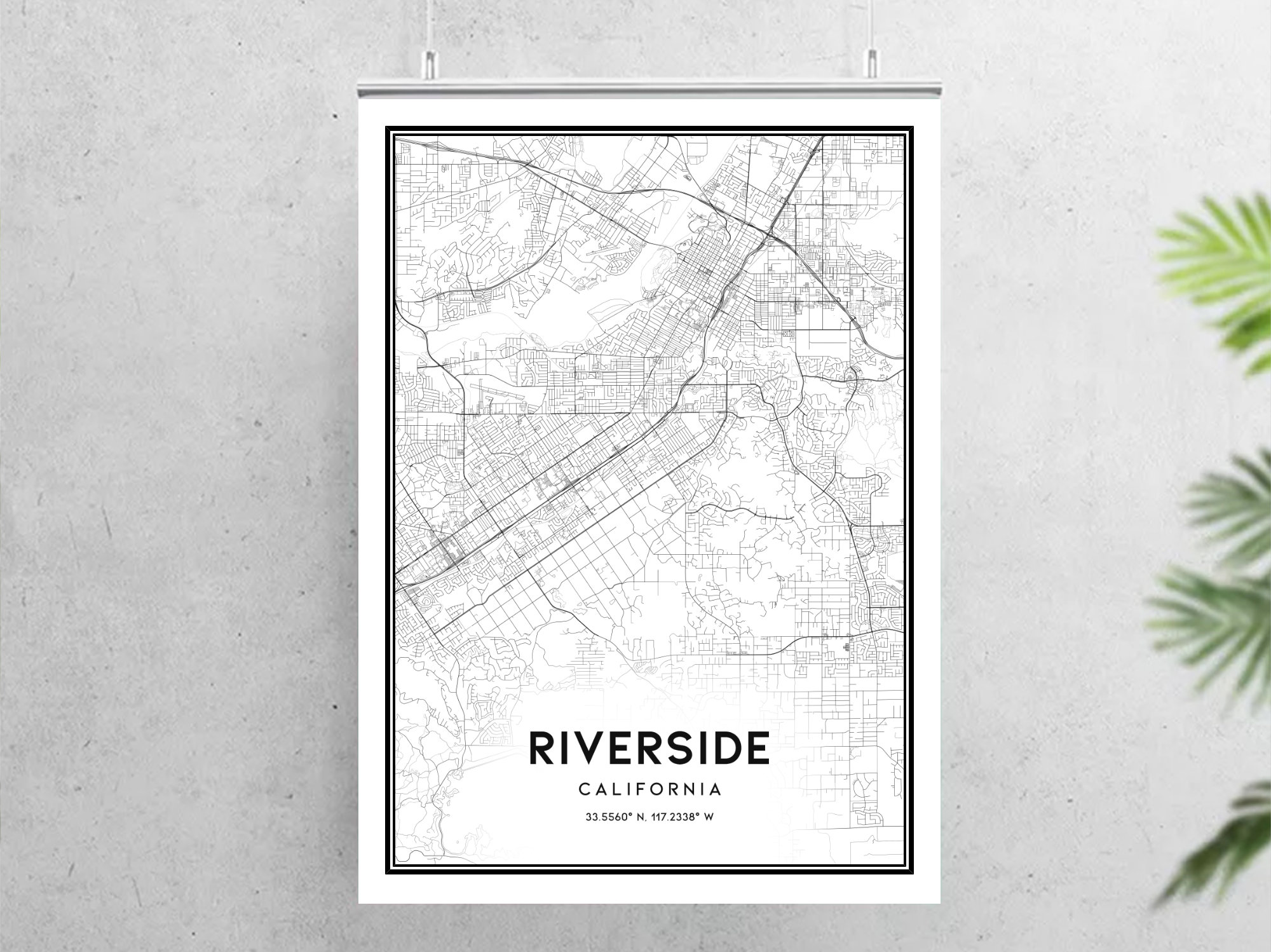 Riverside Map Print Riverside Map Poster Wall Art Ca City | Etsy