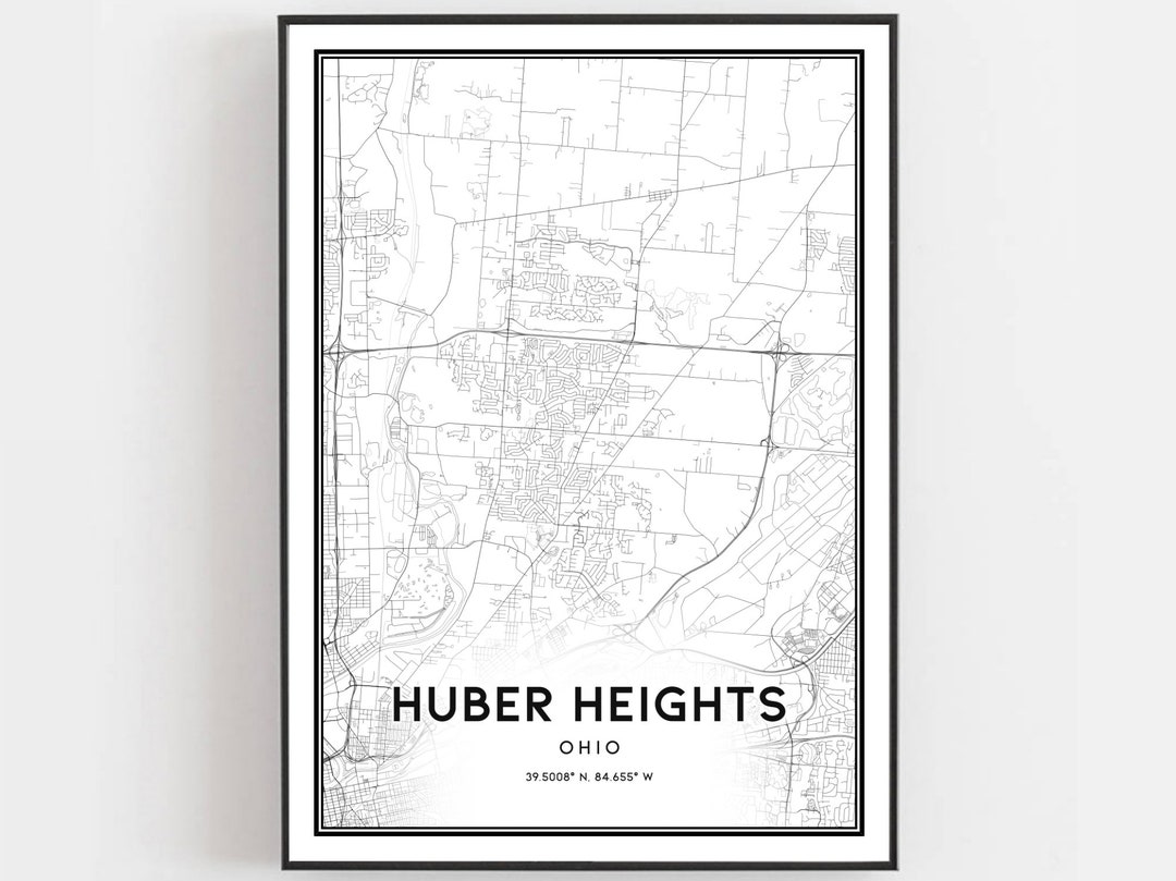Huber Heights Map Print, Huber Heights Map Poster Wall Art, Oh City Map ...