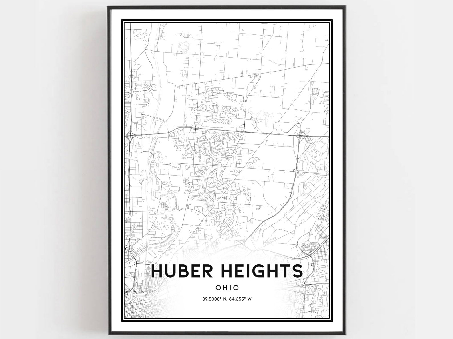 Huber Heights Map Print Huber Heights Map Poster Wall Art Oh - Etsy