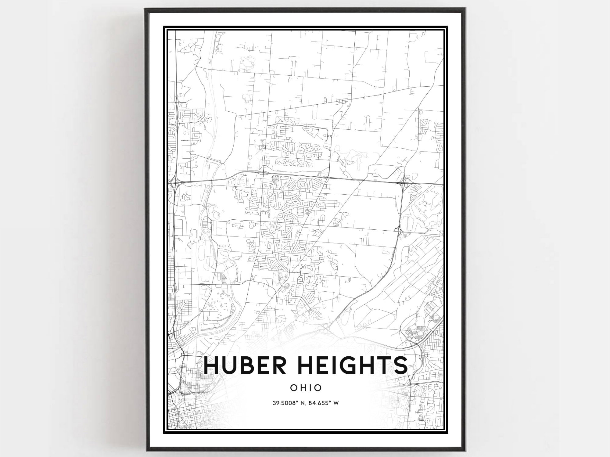 Huber Heights Map Print, Huber Heights Map Poster Wall Art, Oh City Map ...