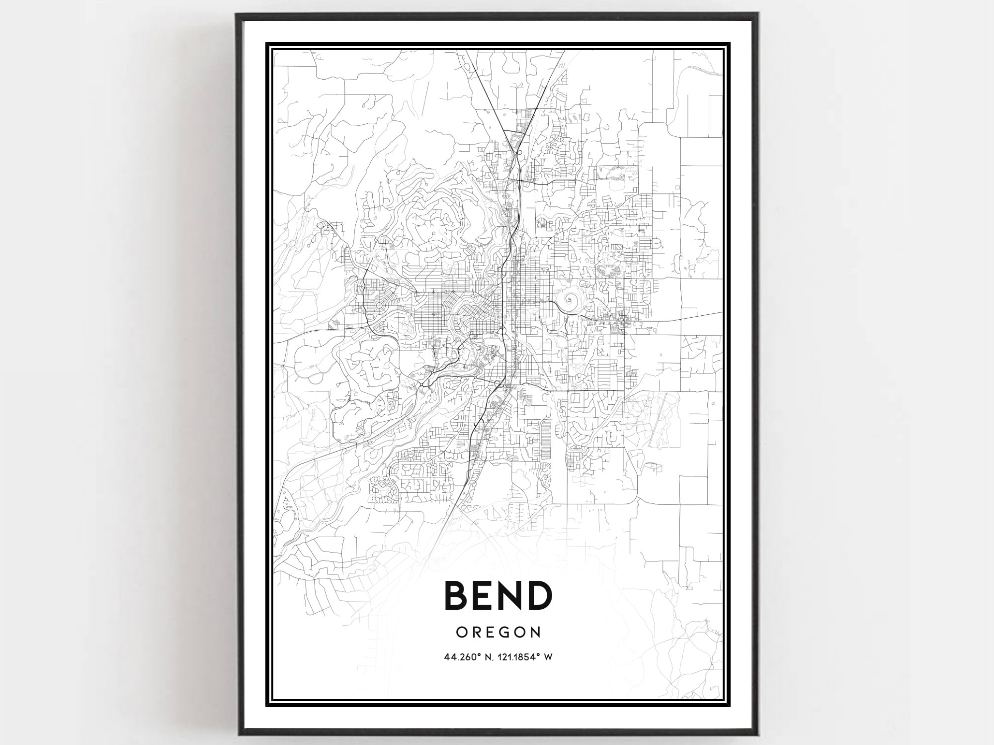Bend Map Print Bend Map Poster Wall Art or City Map Oregon | Etsy