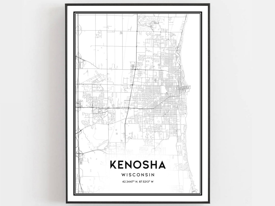 Kenosha Map Print, Kenosha Map Poster Wall Art, Wi City Map, Wisconsin ...