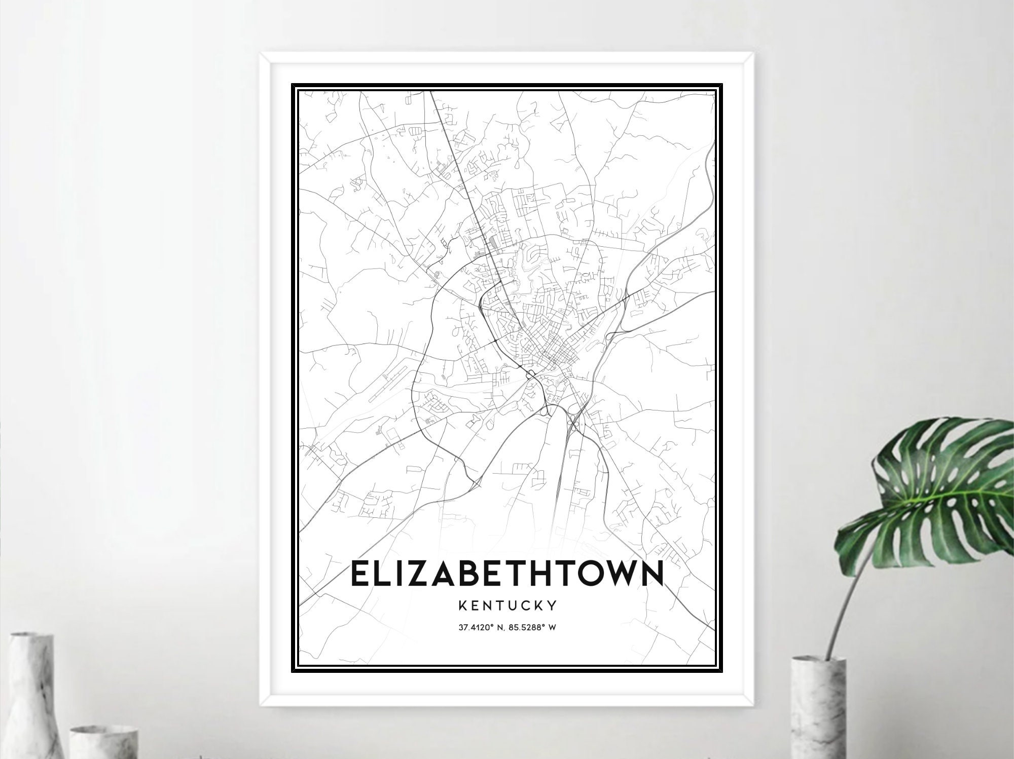 Elizabethtown Map Print Elizabethtown Map Poster Wall Art Ky - Etsy