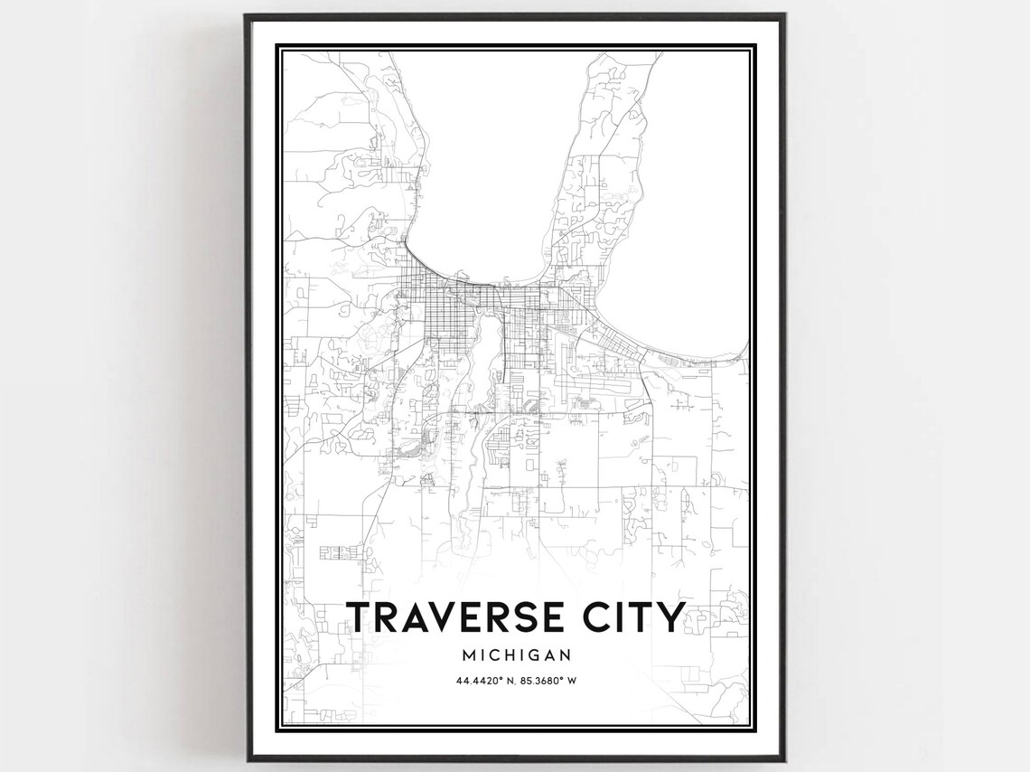 Traverse City Map Print Traverse City Map Poster Wall Art Mi - Etsy