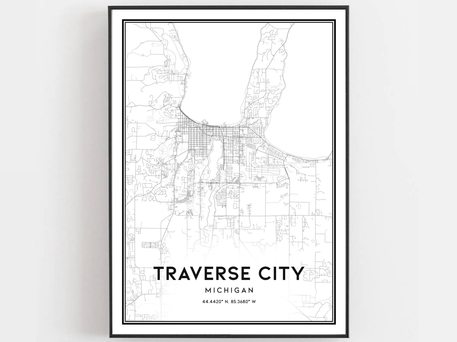 Traverse City Map Print Traverse City Map Poster Wall Art Mi - Etsy