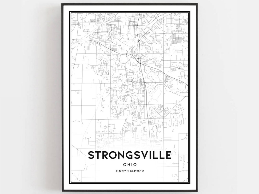Strongsville Map Print, Strongsville Map Poster Wall Art, Oh City Map ...