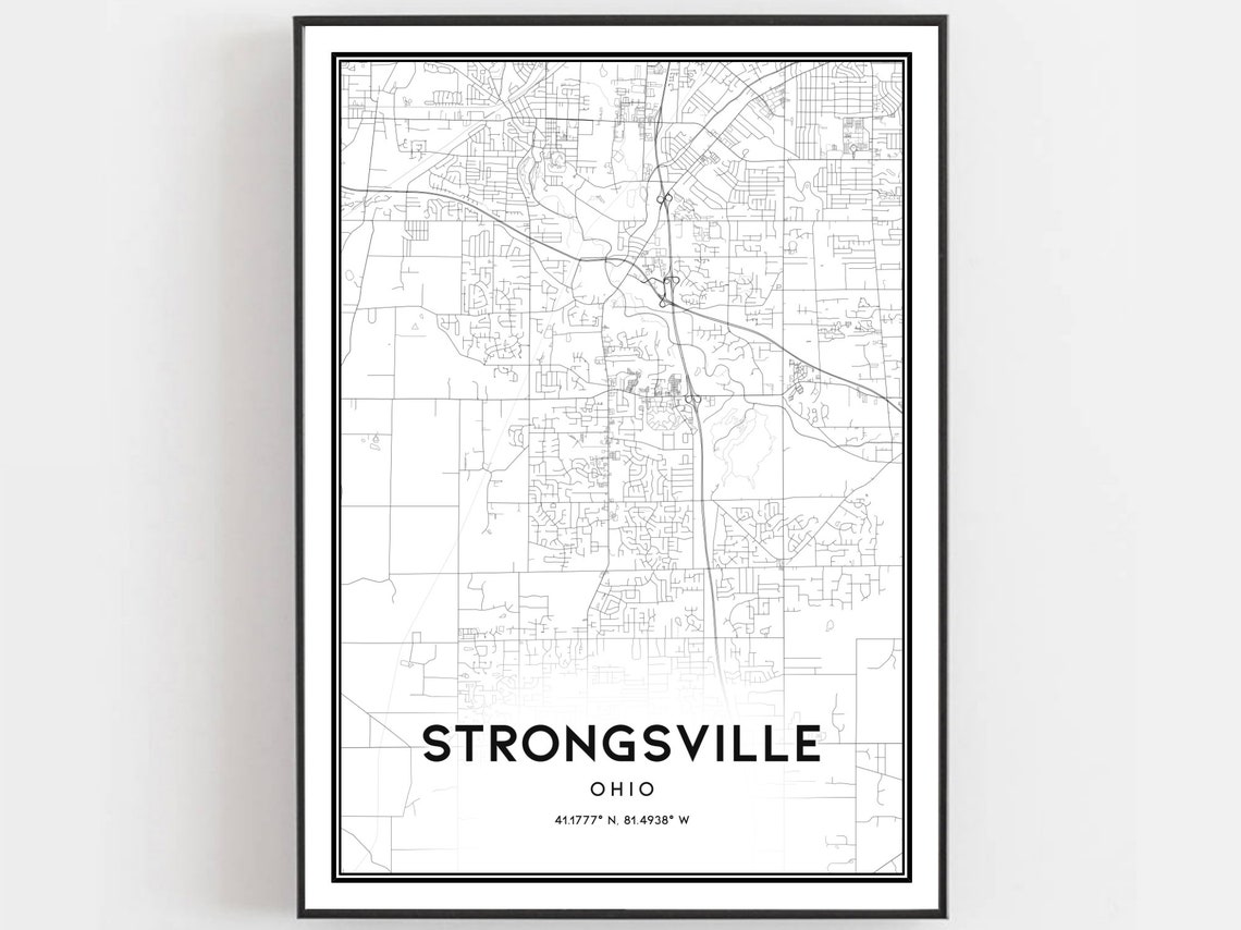 Strongsville Map Print Strongsville Map Poster Wall Art Oh - Etsy