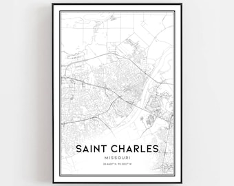 Saint Charles Map Print, Saint Charles Map Poster Wall Art, Il City Map ...