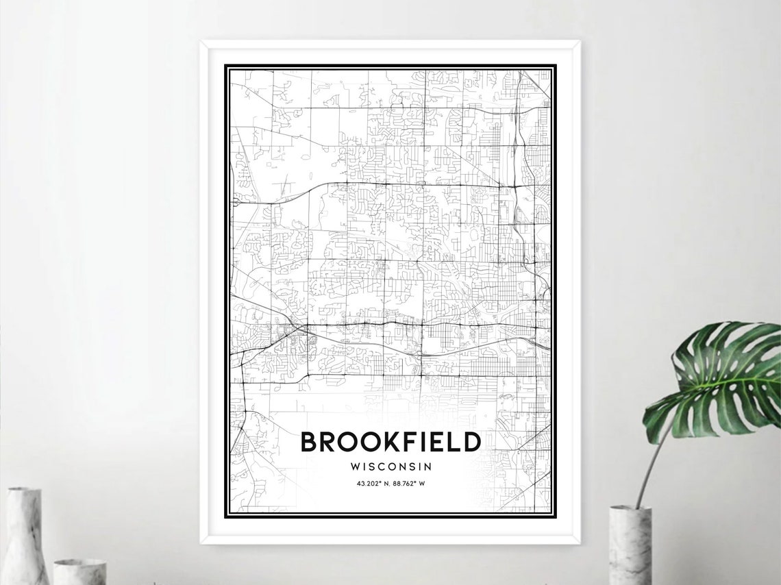 Brookfield Map Print, Brookfield Map Poster Wall Art, Wi City Map ...
