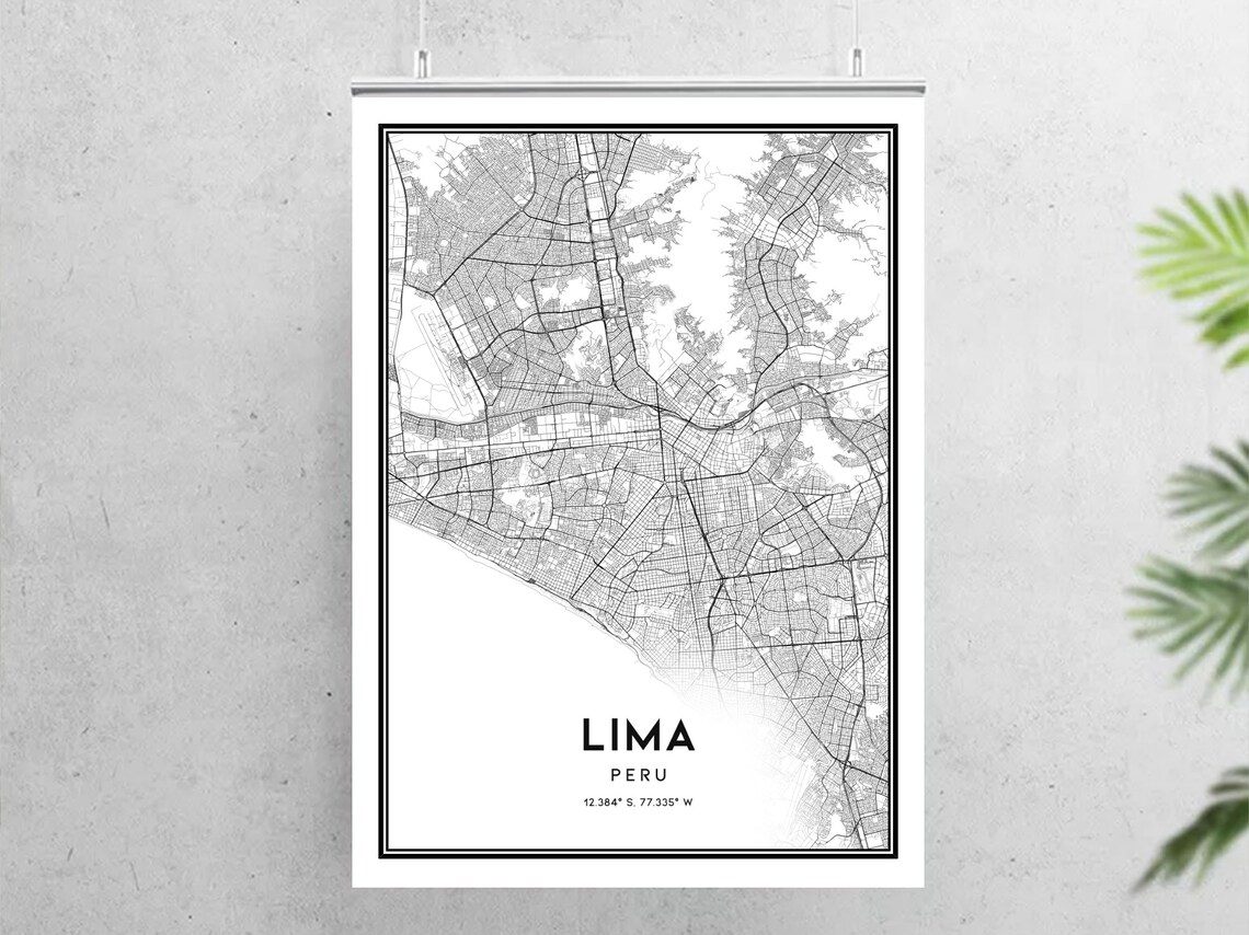 Lima Map Print Lima Map Poster Wall Art Lima City Map Lima | Etsy