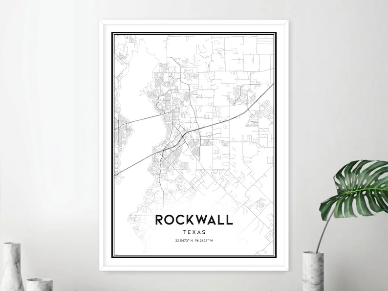 Rockwall Map Print Rockwall Map Poster Wall Art Tx City Map | Etsy