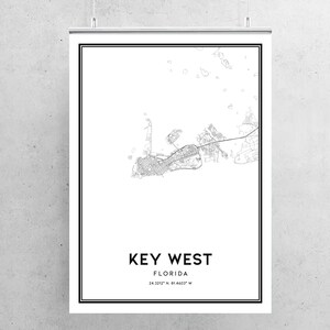 Key West Map Print, Key West Map Poster Wall Art, Fl City Map, Florida ...