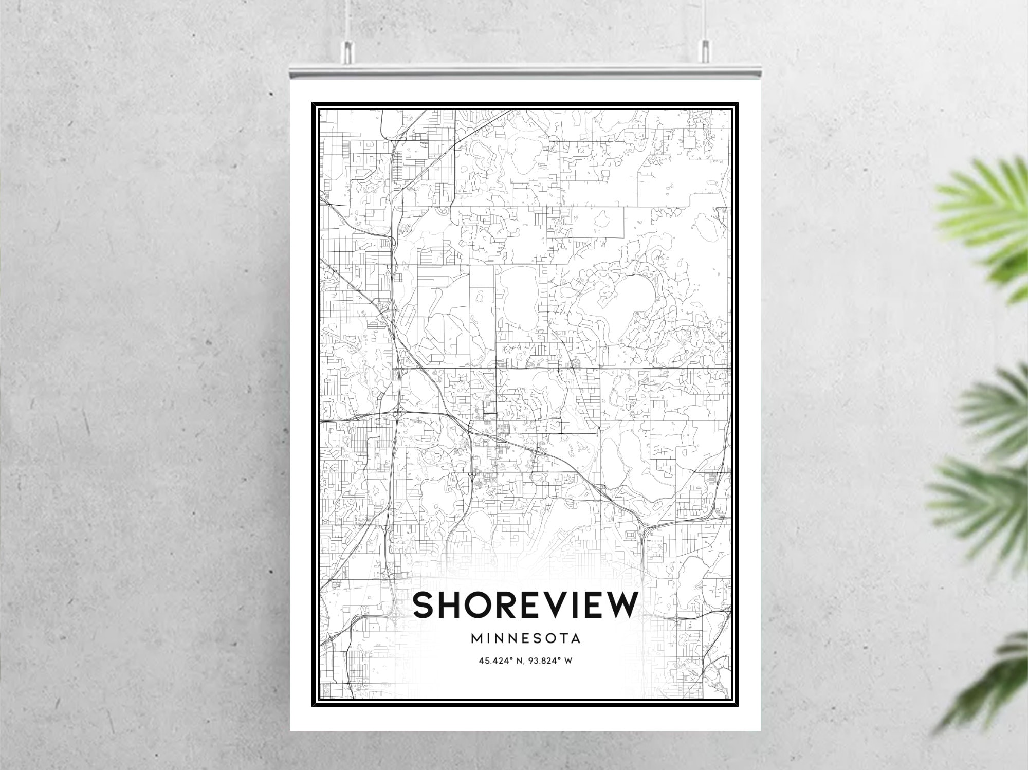 Shoreview Map Print, Shoreview Map Poster Wall Art, Mn City Map ...