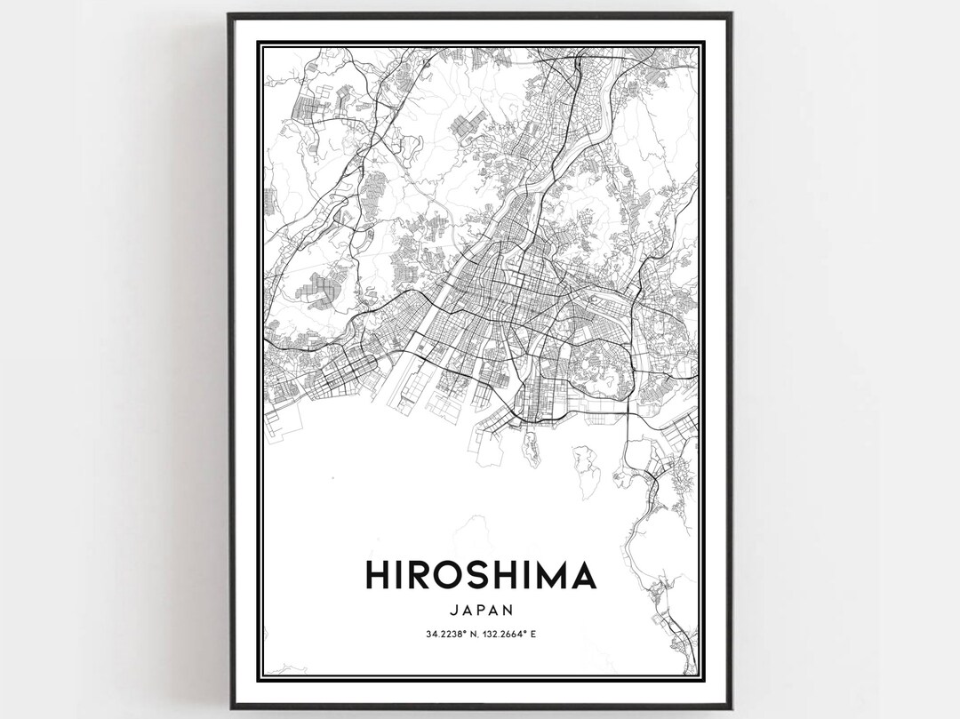 Hiroshima Map Print, Hiroshima Map Poster Wall Art, Hiroshima City Map ...