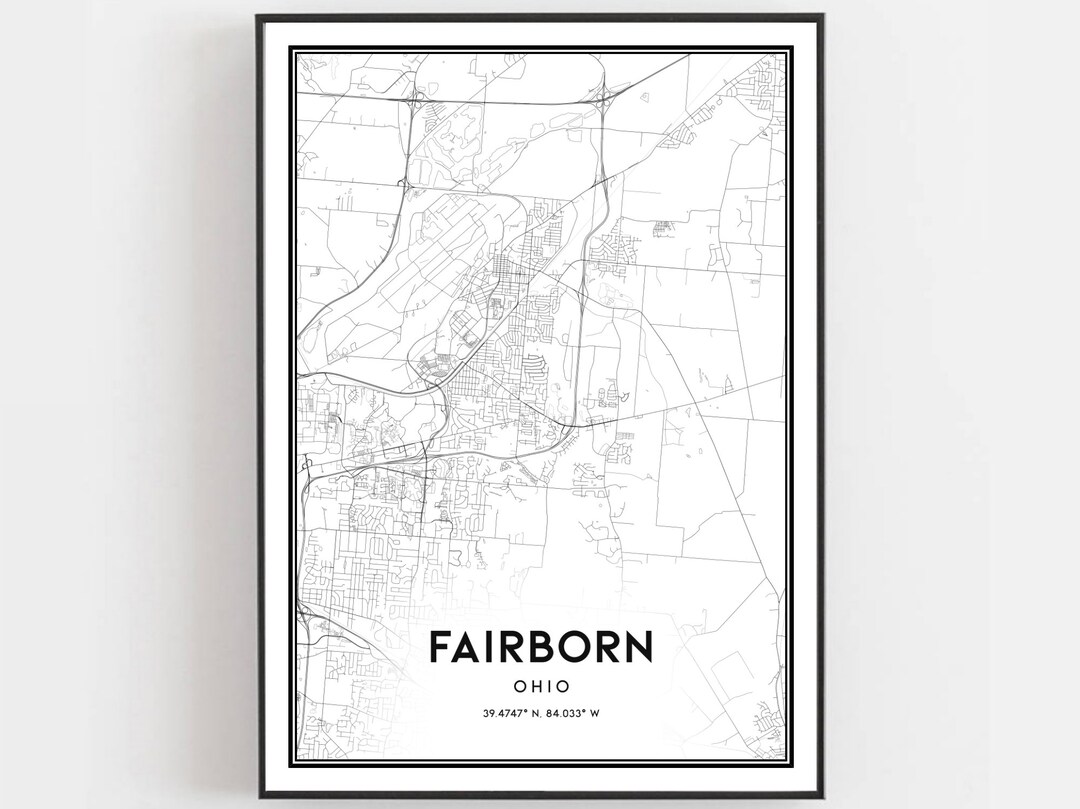 Fairborn Map Print, Fairborn Map Poster Wall Art, Oh City Map, Ohio ...