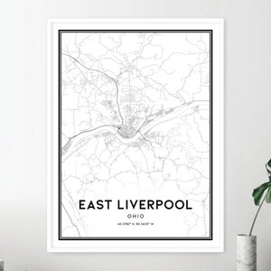 East Liverpool Map Print, East Liverpool Map Poster Wall Art, Oh City ...
