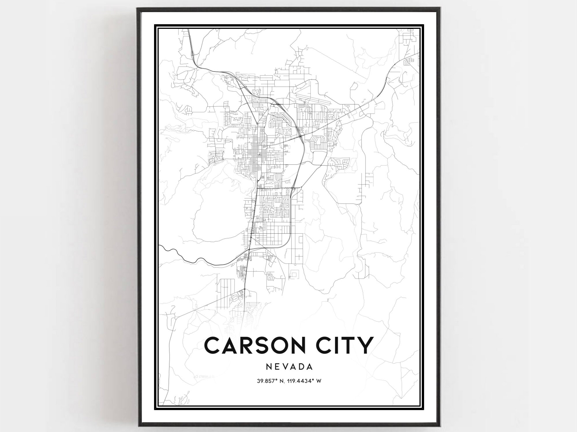 Carson City Map Print, Carson City Map Poster Wall Art, Nv City Map ...