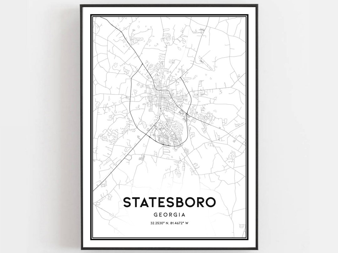 Statesboro Map Print, Statesboro Map Poster Wall Art, Ga City Map ...