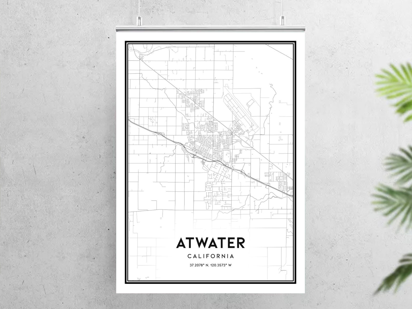 Atwater Map Print Atwater Map Poster Wall Art Ca City Map | Etsy