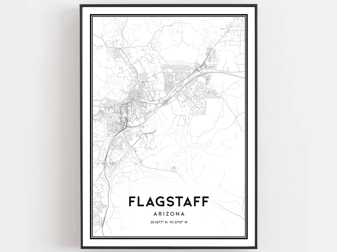 Flagstaff Map Print Flagstaff Map Poster Wall Art Az City - Etsy