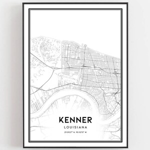 Kenner Map Print, Kenner Map Poster Wall Art, La City Map, Louisiana ...