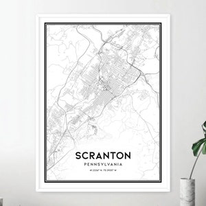 Scranton Map Print, Scranton Map Poster Wall Art, Pa City Map ...