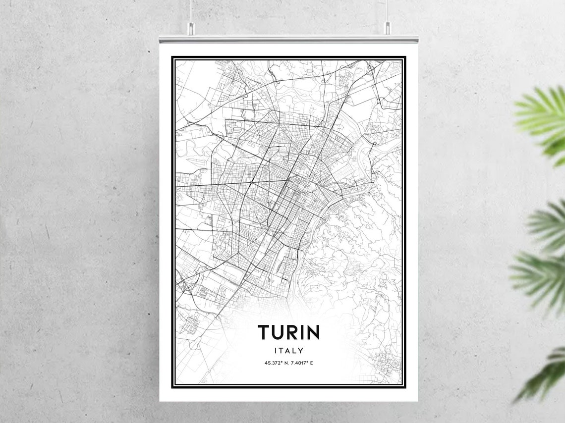 Turin Map Print Turin Map Poster Wall Art Turin City Map - Etsy