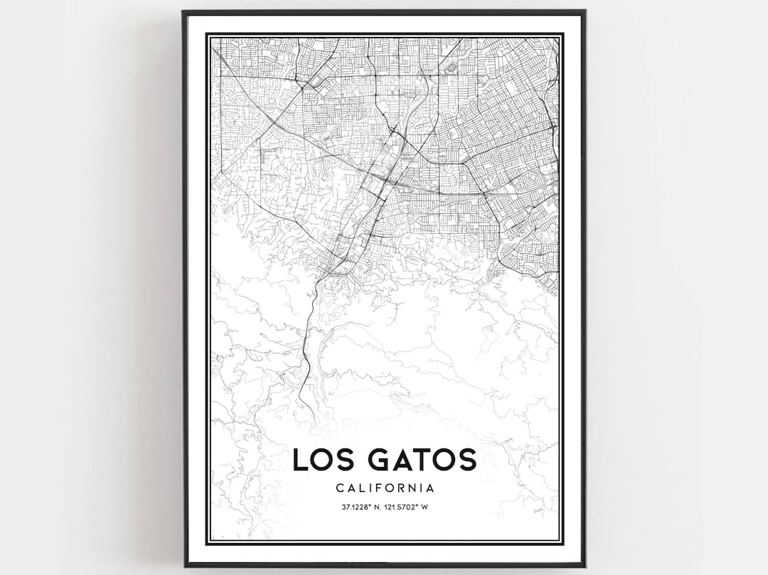 Los Gatos Map Print, Los Gatos Map Poster Wall Art, Ca City Map ...