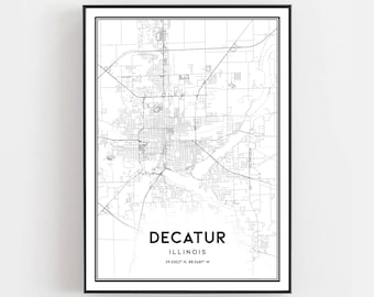 Decatur Map Print, Decatur Map Poster Wall Art, Ga City Map, Georgia ...