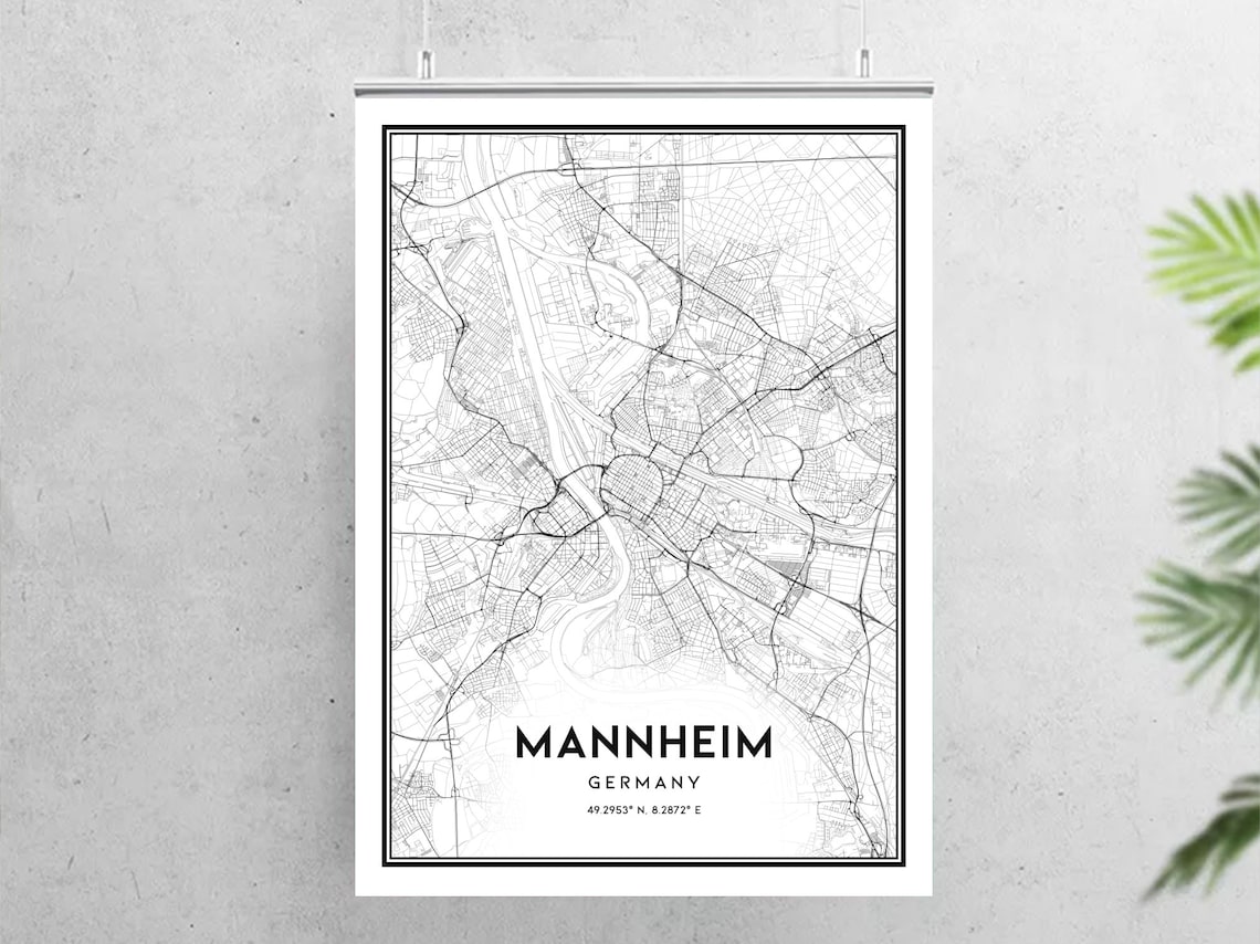 Mannheim Map Print, Mannheim Map Poster Wall Art, Mannheim City Map ...
