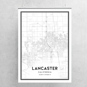 Lancaster Map Print, Lancaster Map Poster Wall Art, Ca City Map ...