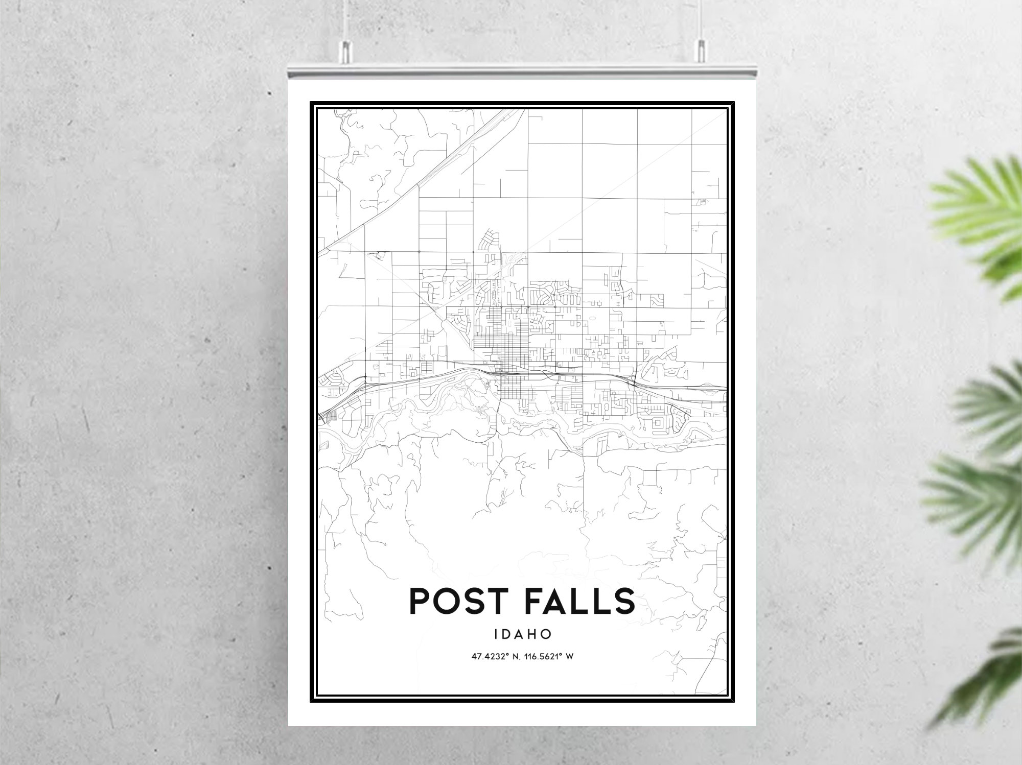 Post Falls Map Print Post Falls Map Poster Wall Art Id City | Etsy